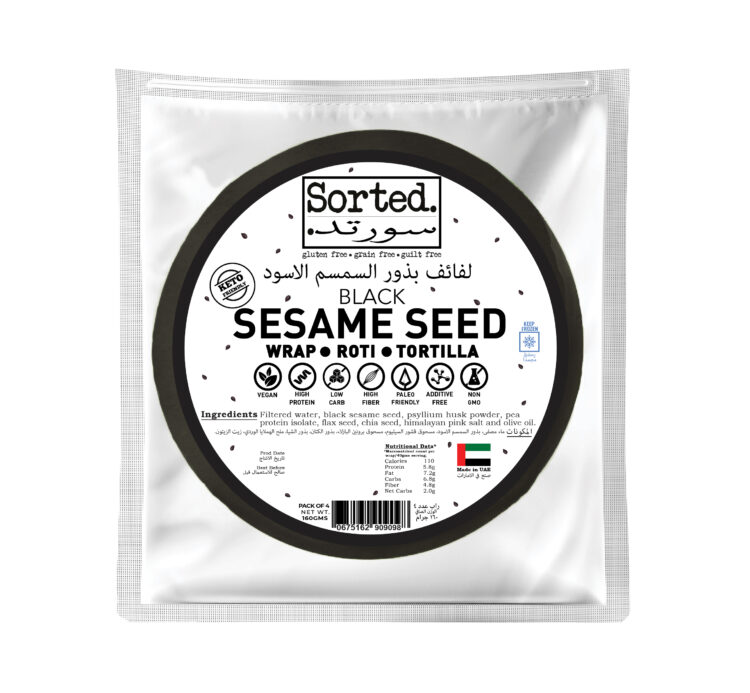 Black Sesame Wrap with Pea Protein - 2gms Net Carbs | Gluten free ...